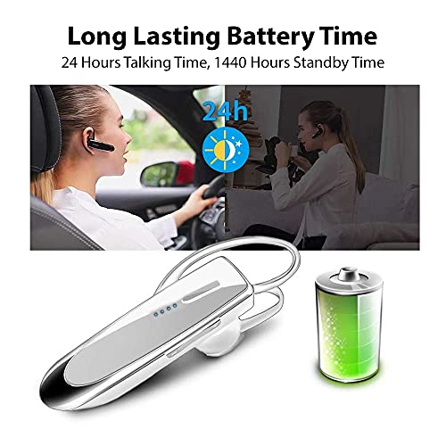 VOLT+ TEK STYZ Headset Compatible with Redmi Note 12 Pro+ in Ear Bluetooth 5.0 Wireless Earpiece, IPX3 Waterproof, Dual Microphones, Noise Reduction (White/Silver)