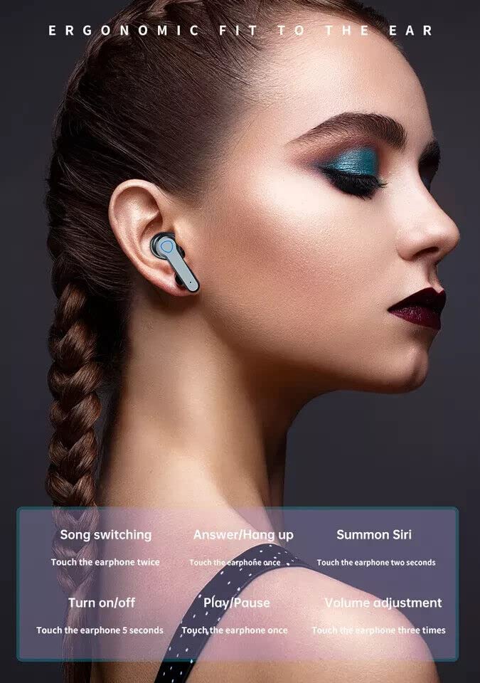 for BLU View 3 True Wireless Earbuds Bluetooth 5.1 Headset Touch Control with LED Digital Display Charging Case, Noise Cancelling Earbuds with Mic