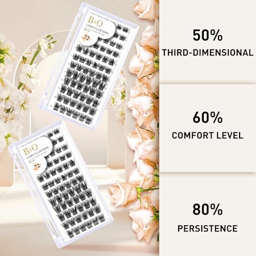 Lash Clusters B09 DIY Lash Extensions 72 Clusters Lashes D Curl Individual Lashes Wisps at Home (B09,D-14mm)
