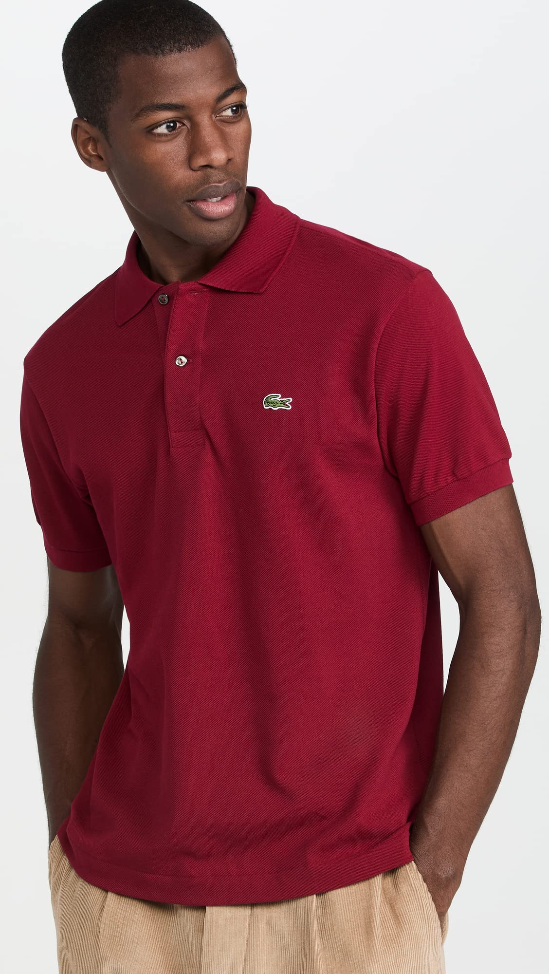 Lacoste Mens Short Sleeve Classic Chine L.12.12 Polo Shirt, Bordeaux Red, 4X-Large