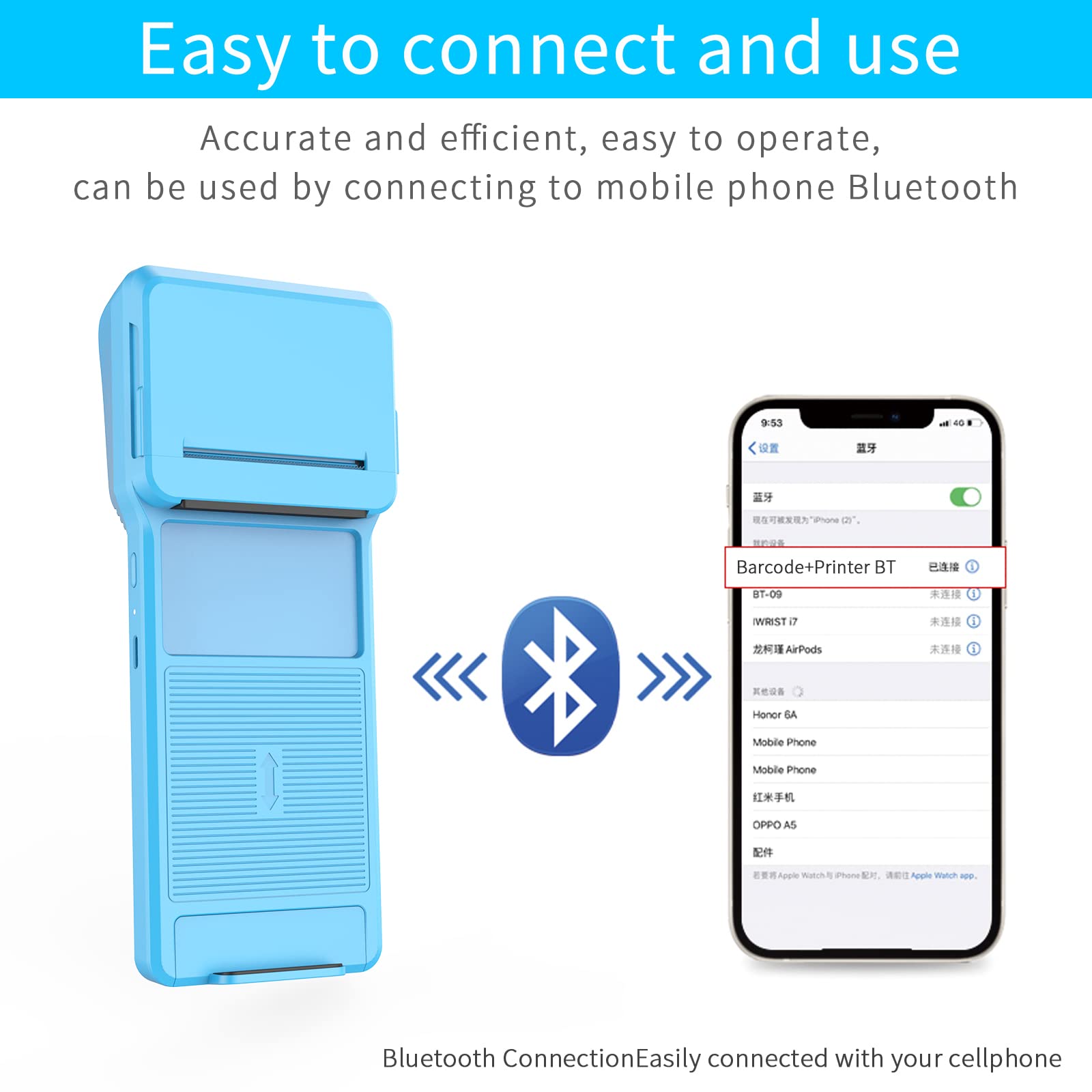 symcode POS Receipt Printer 58mm Thermal Receipt Printer Bluetooth Handheld POS Machine Receipt Printer,Mobile POS Portable Back Clip Receipt Printer for Sales Retail Print