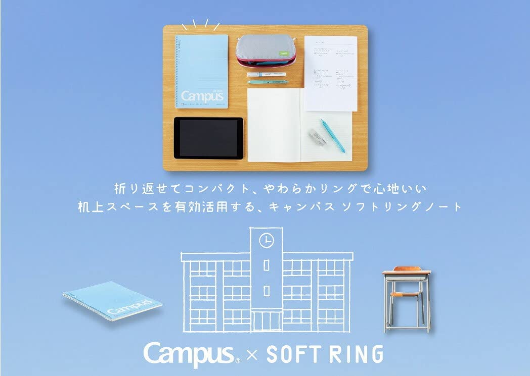KOKUYO Spiral Lined Notebook, 8.3'' x 5.8'' Pastel Journal A5 Campus Soft Ring Notebooks with Dot 6 mm Ruled, 50 Sheets, Purple 1 Subject Notebook, Note Taking for School. Japan Import (SU-S131BT-V)