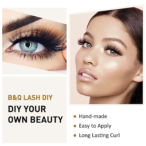 Lash Clusters B09 DIY Lash Extensions 72 Clusters Lashes D Curl Individual Lashes Wisps at Home (B09,D-14mm)