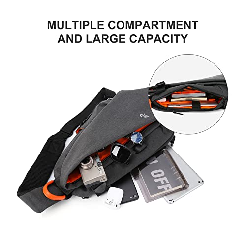 SUNMOP Small Black Sling Crossbody Backpack Shoulder Bag for Men Women, Lightweight One Strap Backpack Sling Bag for Hiking Walking Biking Travel Cycling USB Charger Port
