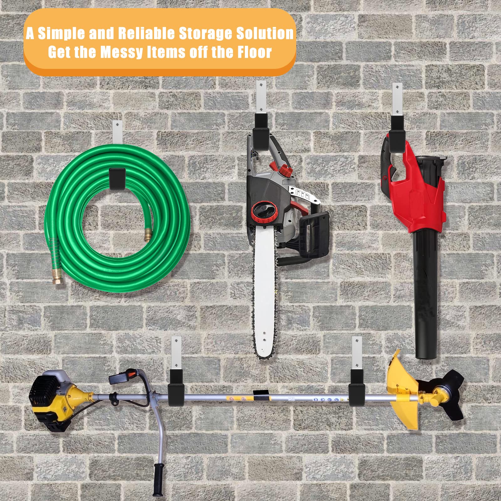 Juformin Heavy Duty Utility Hooks for Garage Storage Utility Hooks Wall Mount,Garage Hooks Heavy Duty,Garage Wall Hooks,Hose Holder,Bike Hooks,Ladder Hooks,Leaf Blower Hanger (2 Small & 2Medium)