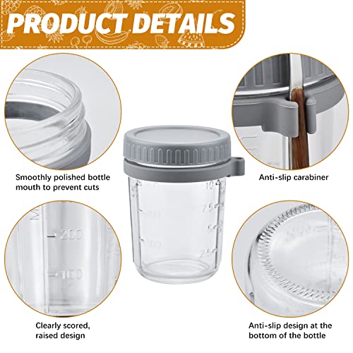 Nialnant Overnight Oats Containers with Lid and Spoon,2 Pack Mason Jars for Overnight Oats,Reusable Overnight Oats Jars for Yogurt Parfaits,Fruit,Vegetable