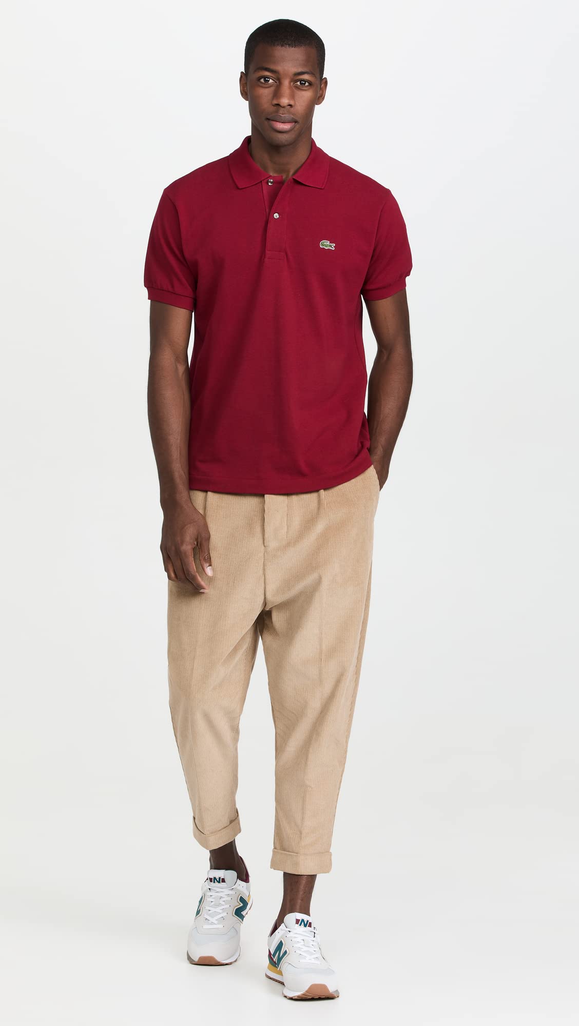 Lacoste Mens Short Sleeve Classic Chine L.12.12 Polo Shirt, Bordeaux Red, 4X-Large