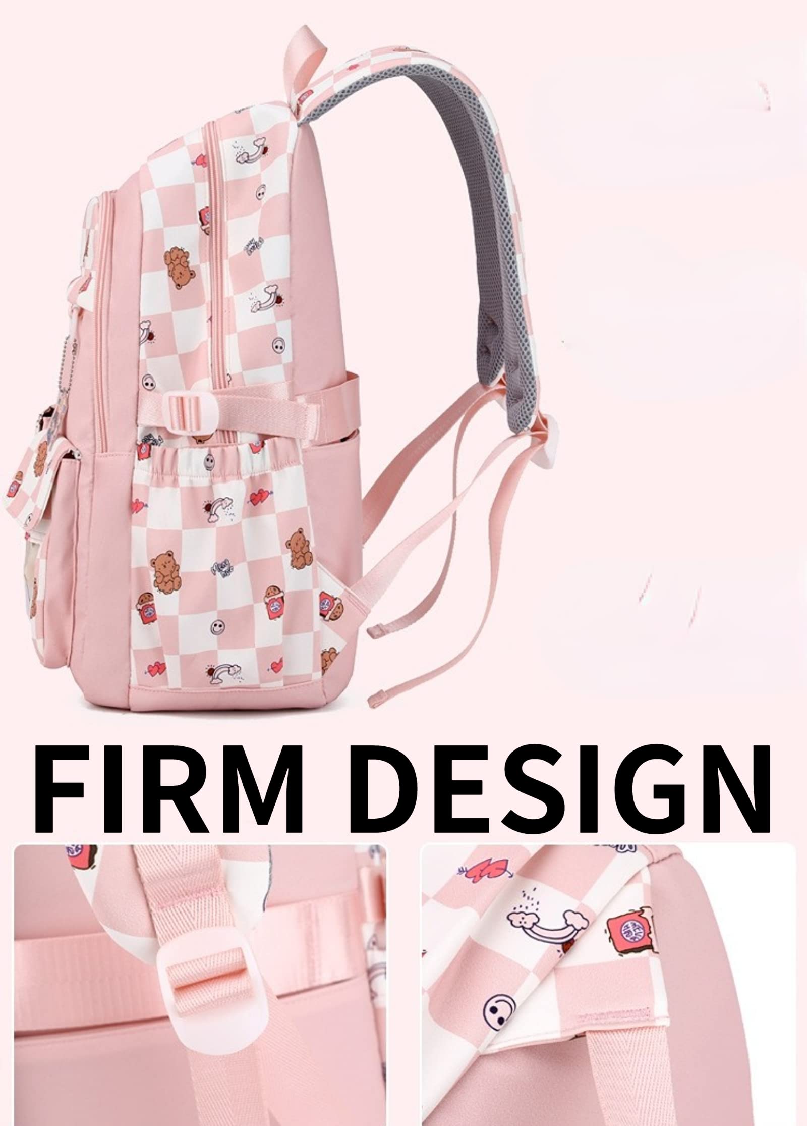 RRRWEI Cute Backpack For School Aesthetic Big Kawaii Backpack For Girls Student Bookbags Preschool Elementary (pink)