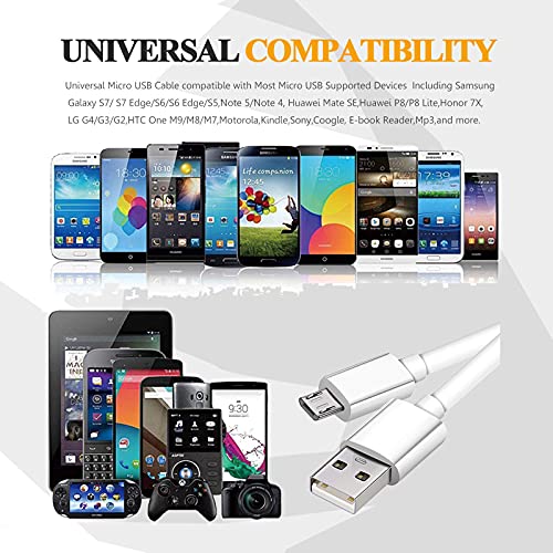 MOVOYEE Micro USB Cable 10ft,Long Android Charger Cable Fast Charge,White Micro USB 2.0 Cable USB Micro Cable for Samsung Charger Cord Tablet Galaxy 7 5 S7 S6 Edge Phone,Charging Wire for Kindle Fire