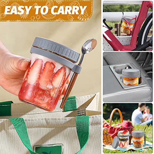 Nialnant Overnight Oats Containers with Lid and Spoon,2 Pack Mason Jars for Overnight Oats,Reusable Overnight Oats Jars for Yogurt Parfaits,Fruit,Vegetable