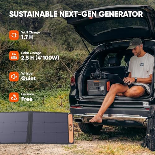 Jackery Explorer 700 Plus Portable Power Station + SolarSaga 100W Solar Panel, 681Wh 1000W (2000W Peak) Solar Generator Lithium LiFePO4 Battery Backup with BMS Protections for Outdoors, Camping