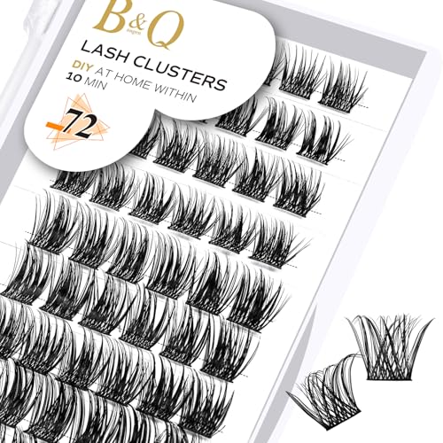 Lash Clusters B09 DIY Lash Extensions 72 Clusters Lashes D Curl Individual Lashes Wisps at Home (B09,D-14mm)