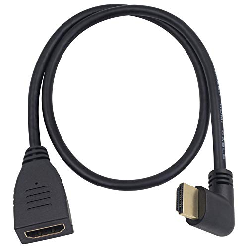 Poyiccot HDMI 2.0 Extension Cable 90 Degree, 2 Feet / 60cm HDMI Extender High Speed Left Angle HDMI Male to Female Extension Cable 60Hz, 4K 2K (F/M Left)
