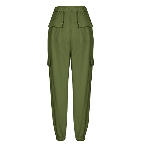 JDHUFEI Womens Cargo Pants Casual Elastic High Waisted Pants Baggy Loose Fit Trousers Pant Comfy Stretch Workout with Pocket
