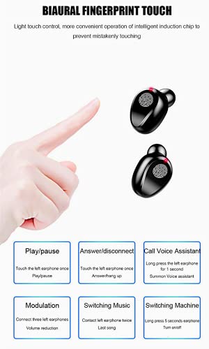 8D True Stereo - Wireless Gaming Headset - Noise Cancelling - TWS Mini in-Ear Earbud with Microphone - Bluetooth Headphones - Wireless Earbuds for Both Apple and Android Smartphones. (Black)