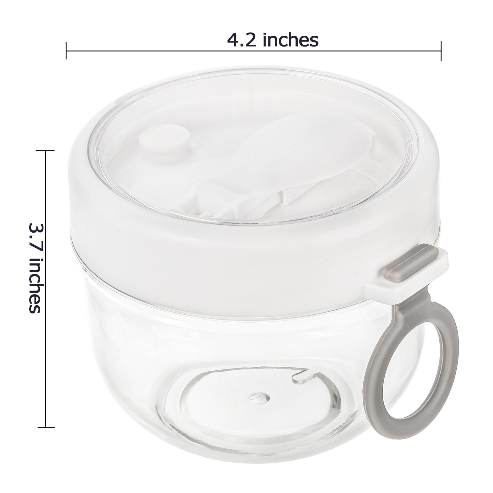 Coloch 6 Pack Plastic Overnight Oats Container with Spoon and Lid, 20oz Portable Prep Oatmeal Jar Leakage Proof On The Go Cup Dessert Cup for Yogurt, Snack, Oatmeal, Fruit, White, Pink, Green