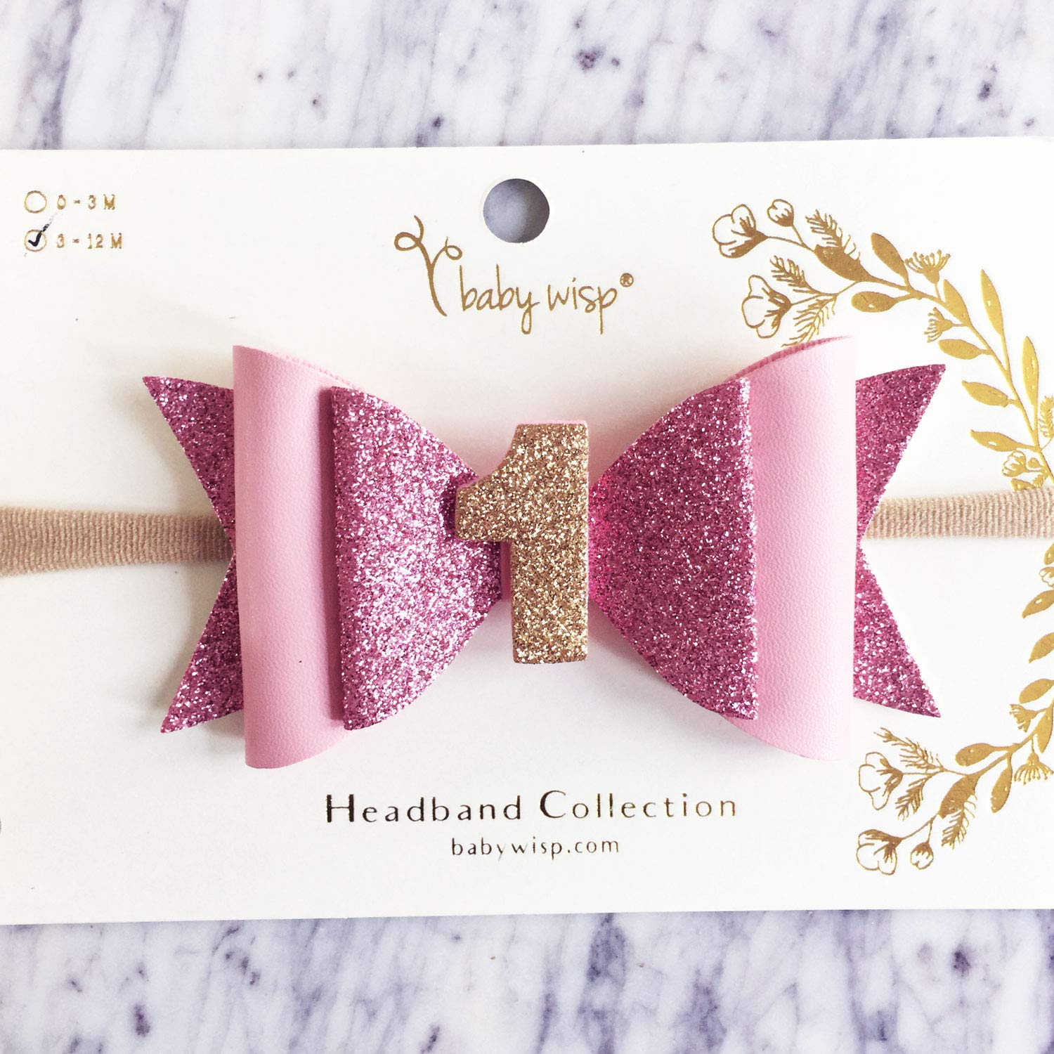 Baby Girl's Wisp Elastic Headbands with Bow, Nylon Head Bands for Infants, Toddlers, First Birthday