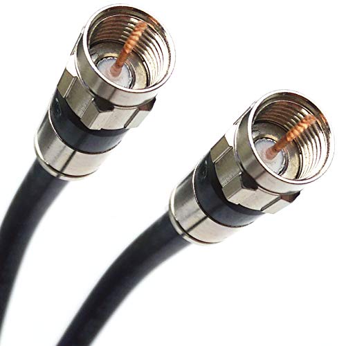 75ft Black 3X Shields Indoor Outdoor RG-6 Coaxial Cable Nickel-Plated Brass Connector 75 Ohm (Satellite TV, Broadband Internet, Ham Radio, OTA HD Antenna Coax) Assembled in USA PHAT SATELLITE