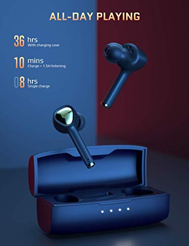 Wireless Earbuds, Cystereo Glare Bluetooth 5.0 Earbuds, 4 Mics Noise Cancelling for Clear Call, IPX7 Waterproof, Touch Control, aptX Deep Bass Earbuds with USB C Charging Case for Sports, Work