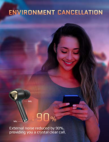 Wireless Earbuds, Cystereo Glare Bluetooth 5.0 Earbuds, 4 Mics Noise Cancelling for Clear Call, IPX7 Waterproof, Touch Control, aptX Deep Bass Earbuds with USB C Charging Case for Sports, Work