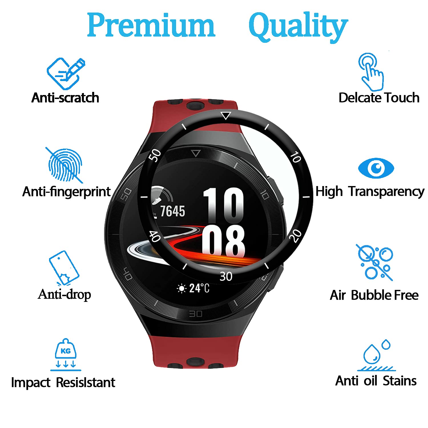 KELOLIN Screen Protector for HUAWEI Watch GT 2e, Easy to Install [3 Pack] 3D Curved Edge Anti-Scratch Anti-Fingerprint HD Ultra Shatterproof Flexible Protector Compatible with HUAWEI Watch GT 2e