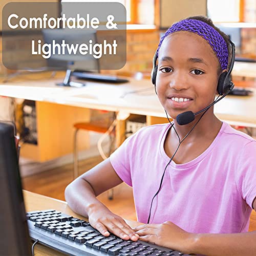 CN-Outlet School Headphones with Microphone 50 Pack in Bulk Wholesale Disposable Stereo Headsets for Classroom Students Kids and Adult (MIC, 50 Black)