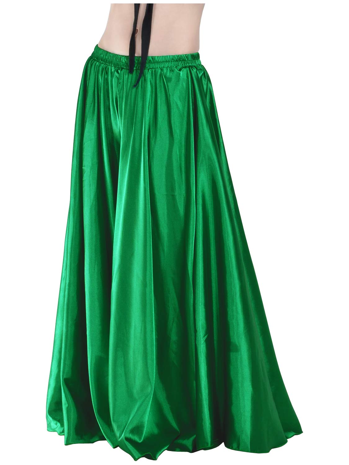 Indian Trendy Women's Satin Full Circle Swing Halloween Belly Dance Tribal Skirt Green