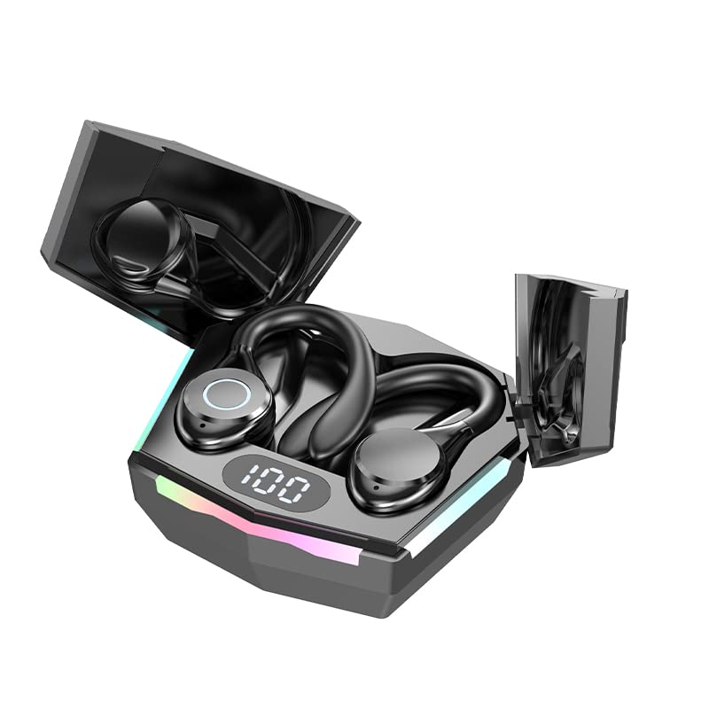 TWS 5.3 Earhook Earbuds Touch Control Waterproof Stereo Sport Gaming Headset with Mic Headphone Wireless Earphone,Black