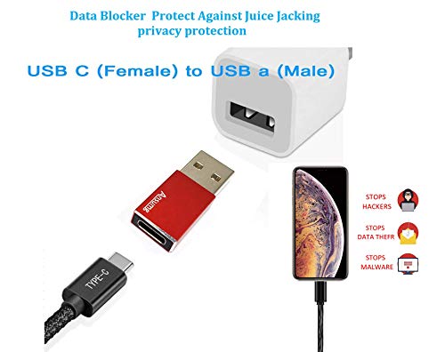 Data Blocker. USB A & USB C Data Blocker for Any USB C Mobile Phone Quick Charge (4-Pack), Protect Against Juice Jacking, Refuse Hacking, Only Provide Safe Charging.