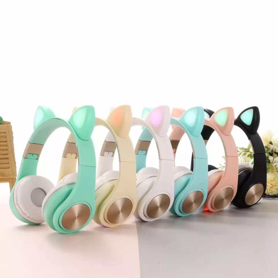 Cat Ear Bluetooth Headphones, v5.0 Wireless On-Ear Kids Headphones, Pink