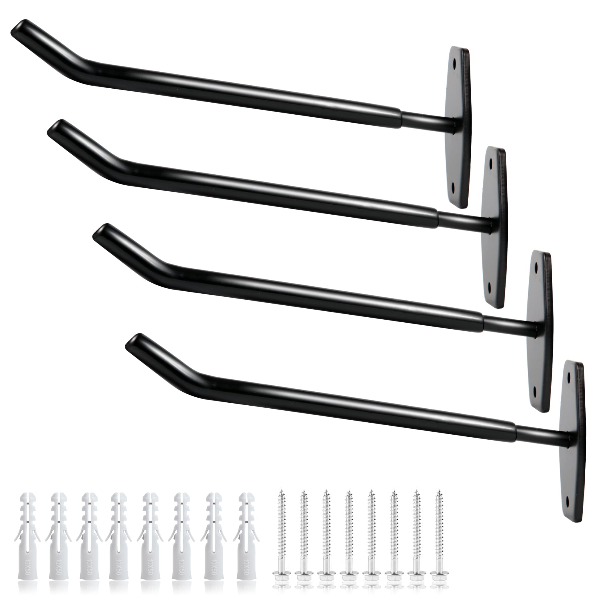 MHHO-WG 4PACK Tire Rack Wall Mount,10 Inch Large Garage Hooks Heavy Duty Storage, Ladder Hooks for Hanging,Tire Rack Wall Mount，Garage Organizer