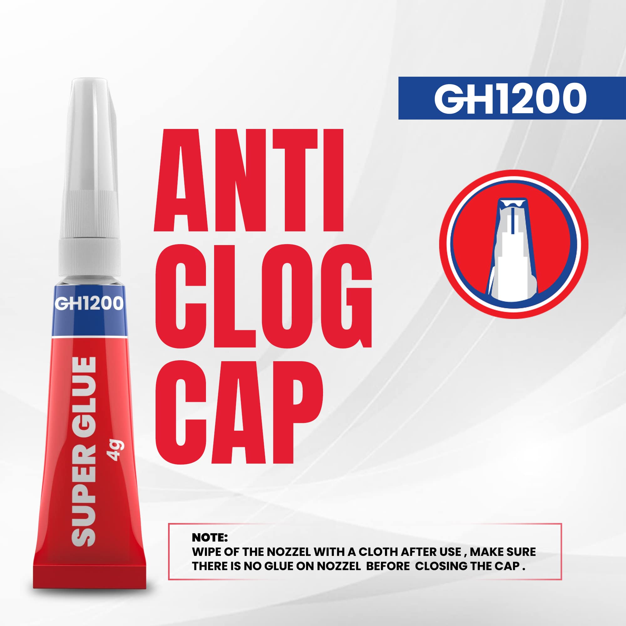 4 Gram x 8 Strong Super Glue All Purpose with Anticlog Cap. Super Fast & Strong Adhesive superglue, Cyanoacrylate Glue for Hard Plastics, DIY Crafts and Many More