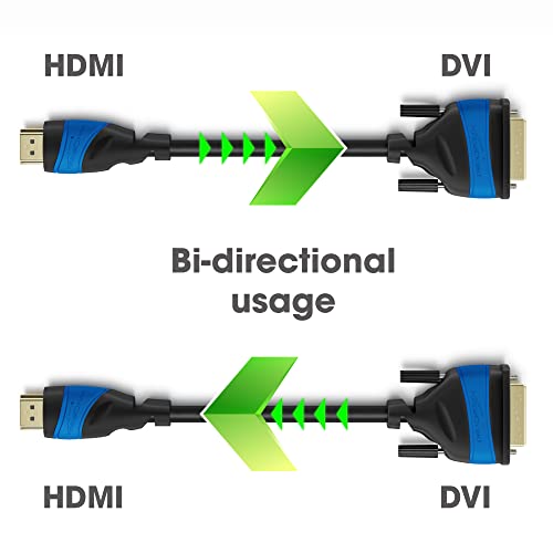 HDMI DVI Adapter Cable with A.I.S. Signal-Interference Protection – 25ft (bi-Directional DVI-D 24+1/HDMI Monitor Cable, Connect HDMI Device to DVI Monitor or vice Versa, Full HD/1080p) by CableDirect
