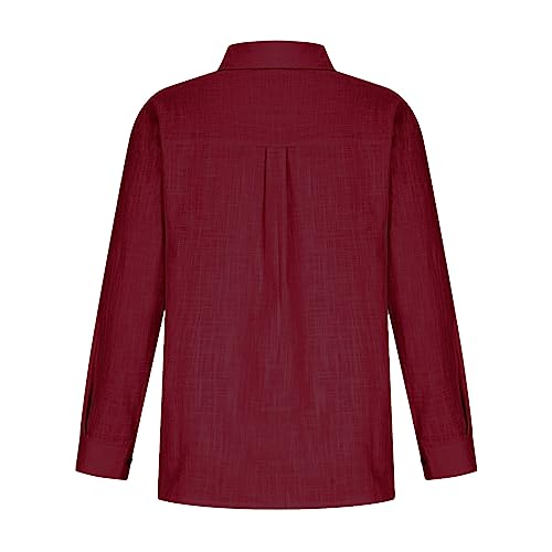 JDHUFEI Womens Casual Button Down Shirts 2023 Fall Linen Plus Size Tops Long Sleeve Business Blouse Flannel Plaid Jackets