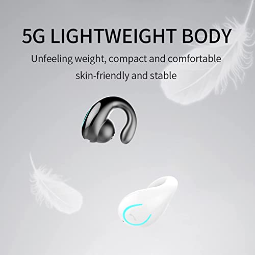 Open Ear Headphones Wireless Earbuds Bluetooth Sport Headset Single Mini Earpiece Tiny Ear Buds Discreet Microphone Waterproof Lightweight Long Battery Life for Running Workout Android iOS Pink