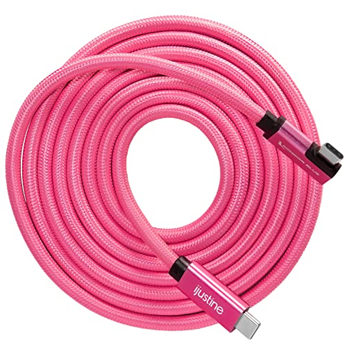 KONDOR BLUE X iJustine Pink Braided USB-C to USB-C Right Angle | USB 3.1 Gen 2 | 10Gb/s Data Transfer Speeds | 100W Charging | 6FT
