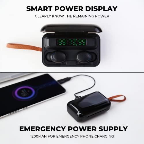XBEING F9 Wireless Earbuds, TWS HiFi True Wireless Bluetooth 5.0 Earphones, in-Ear Noise Cancelling Headphones with Mic, Smart Power Display, 1200mAh Battery Case with 60 Hours Playtime