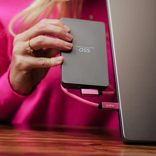 KONDOR BLUE X iJustine Pink Braided USB-C to USB-C Right Angle | USB 3.1 Gen 2 | 10Gb/s Data Transfer Speeds | 100W Charging | 6FT
