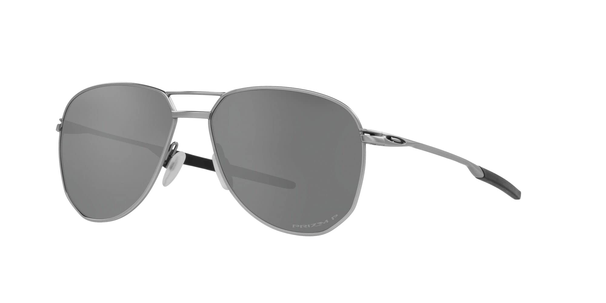 Oakley Men's OO6050 Contrail TI Aviator Sunglasses, Satin Chrome/Prizm Black Polarized, 57 mm