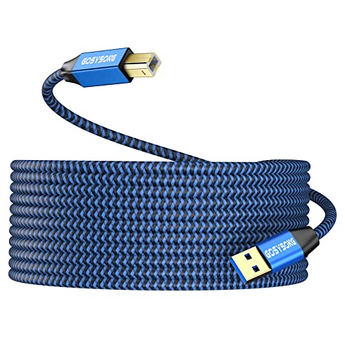 GOSYSONG USB Printer Cable 20ft, USB Printer Cord 2.0 Type A Male to B Male Cable Scanner Cord High Speed Compatible with HP, Canon, Dell, Epson, Xerox, Samsung and More (Blue)