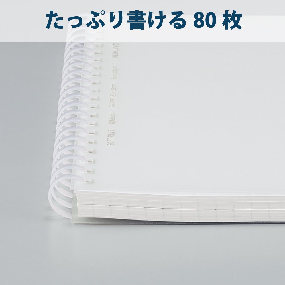 Kokuyo Spiral Dotted Notebook, 5.8'' x 4.1'' Business Journal A6 Soft Ring Notebooks with 5mm Dot Grid, 80 Perforated Sheets, Clear 1 Subject Notebook, Note Taking for Work. Japan Import(SU-SV558WT-T)