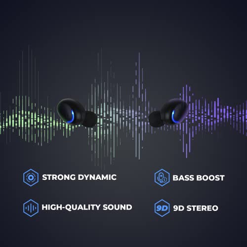 XBEING F9 Wireless Earbuds, TWS HiFi True Wireless Bluetooth 5.0 Earphones, in-Ear Noise Cancelling Headphones with Mic, Smart Power Display, 1200mAh Battery Case with 60 Hours Playtime