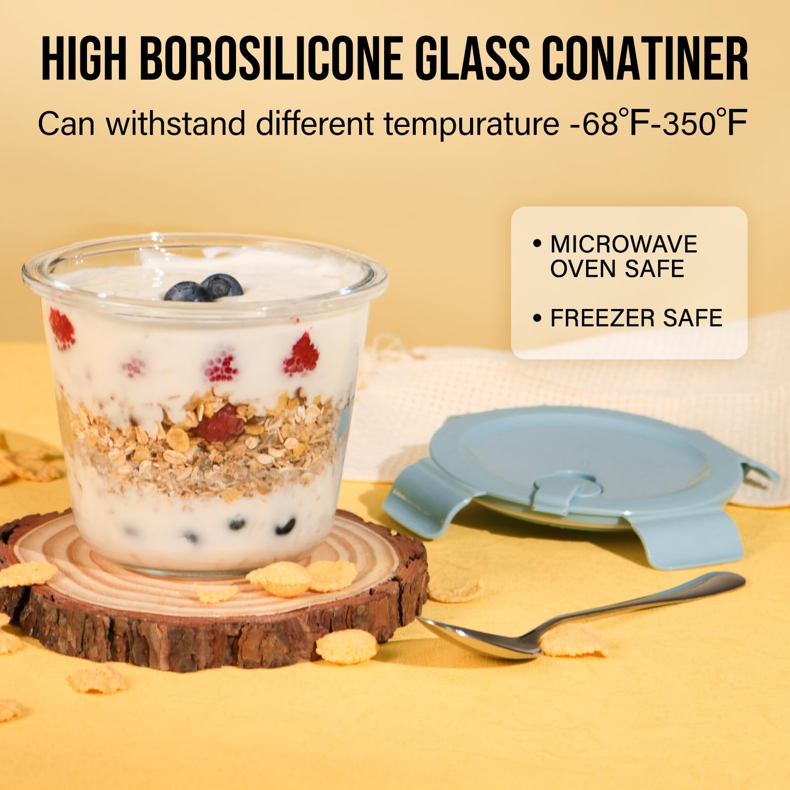 BEWAVE 24 Oz Overnight Oats Containers with Lids, Glass Oatmeal Mason Jars Large Capacity Cups for Pudding Salad Cereal Yogurt Milk Fruit Storage