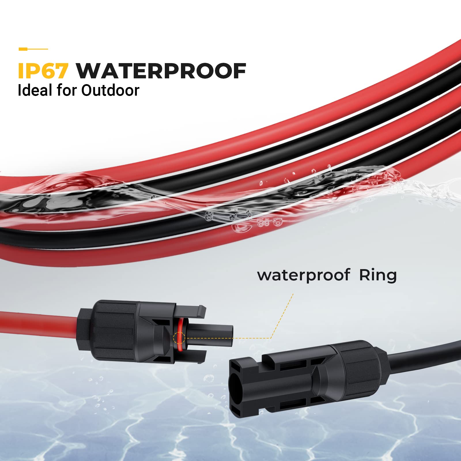 BougeRV 30 Feet 10AWG Solar Extension Cable with Solar Connector on Both End with Extra Free Pair of Connectors Solar Panel Adaptor Kit Tool (30FT Red + 30FT Black)