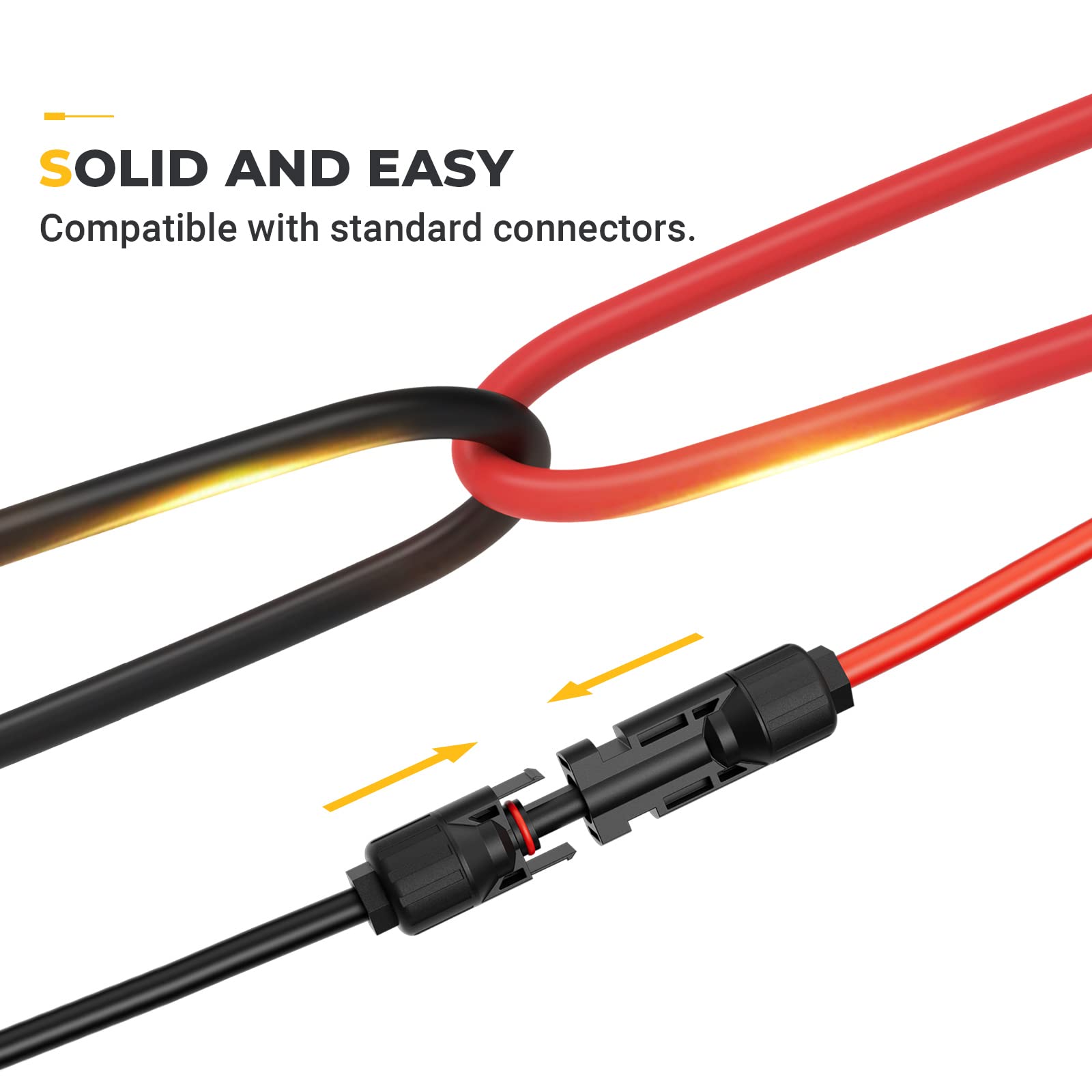BougeRV 30 Feet 10AWG Solar Extension Cable with Solar Connector on Both End with Extra Free Pair of Connectors Solar Panel Adaptor Kit Tool (30FT Red + 30FT Black)