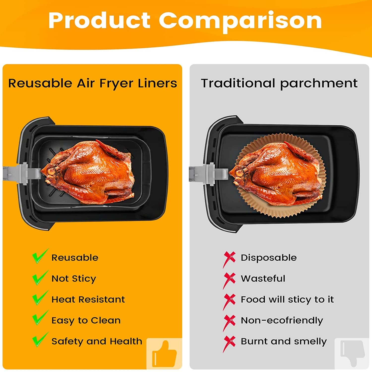 10QT Air Fryer Silicone Liners, 2pcs Rectangular Silicone Airfryer Basket with Heat Proof Gloves, Reusable Air Fryer Accessories for Ninja Dual Zone DZ401/DZ550