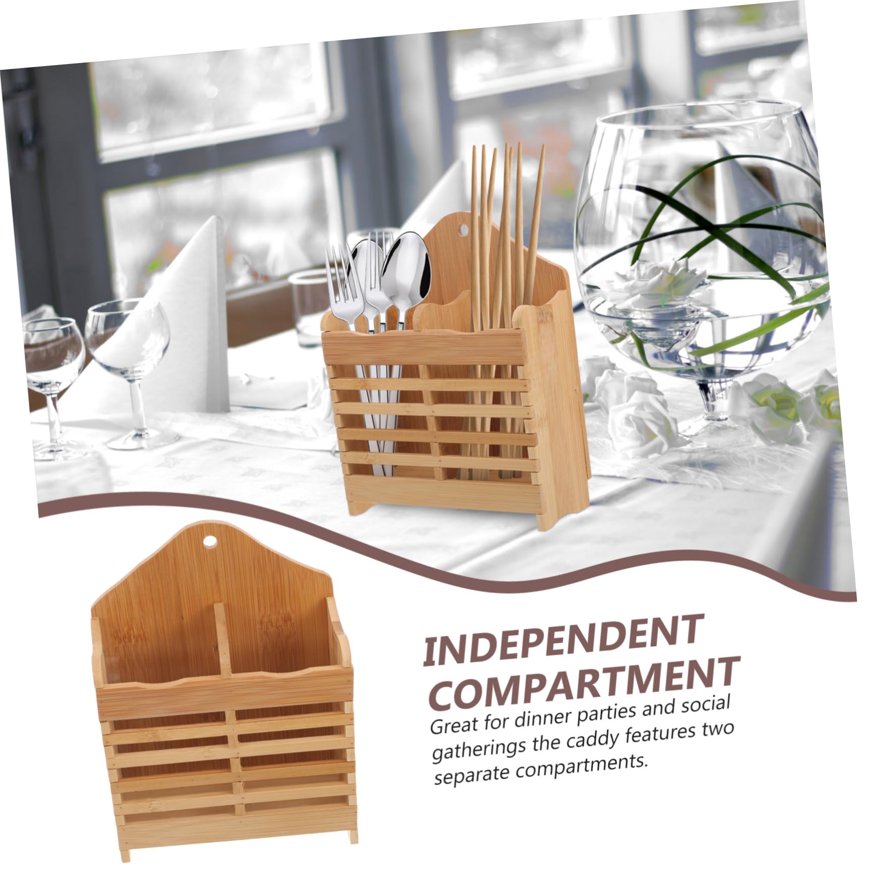 Hemoton 1 Pc Flatware Caddy Utensil Bamboo Drying Tableware Storage Organizer Holder Rack Shelf for Spoon Fork Knife Chopsticks