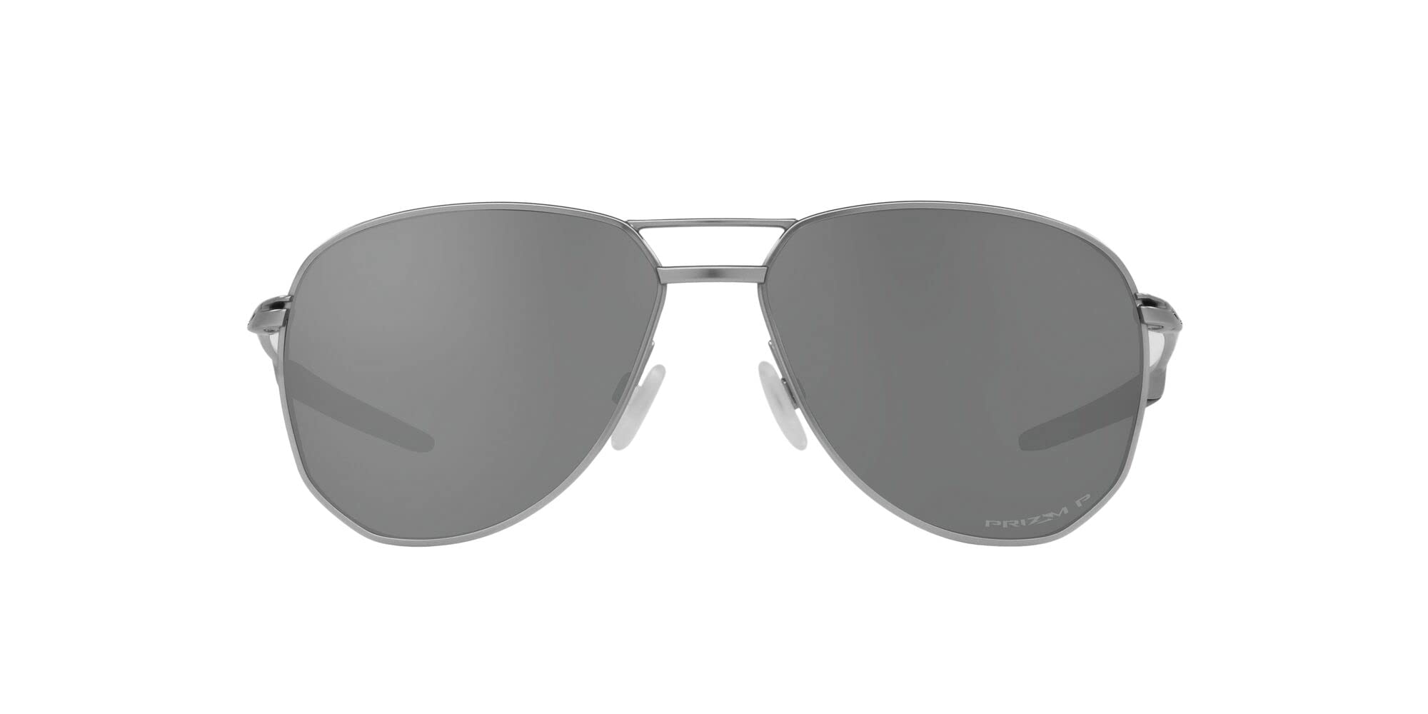 Oakley Men's OO6050 Contrail TI Aviator Sunglasses, Satin Chrome/Prizm Black Polarized, 57 mm