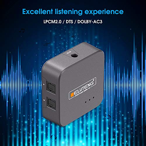 ELUTENG 1X3 Toslink SPDIF Digital Optical Audio Splitter, 3-Way Signal Amplifier with Optical Audio Cable Support LPCM2.0/DTS/Dolby Digital for TV,Home Theater,Sound bar, PS4,Blu-ray,Xbox