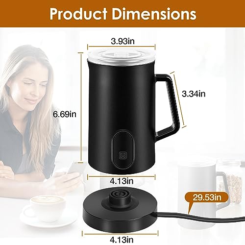Electric Milk Frother Steamer Milk Foamer 4 in 1 Multifunctional Hot Cold Milk Foam Maker 20oz/390ml Automatic Quiet Milk Warmer Latte Cappuccinos Hot Chocolate (White)
